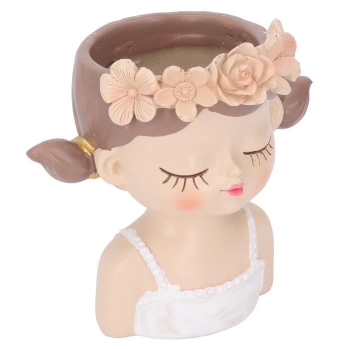 Pot de planteur de visage Fille Pot De Fleur Mignon Forme Résine Visage ...