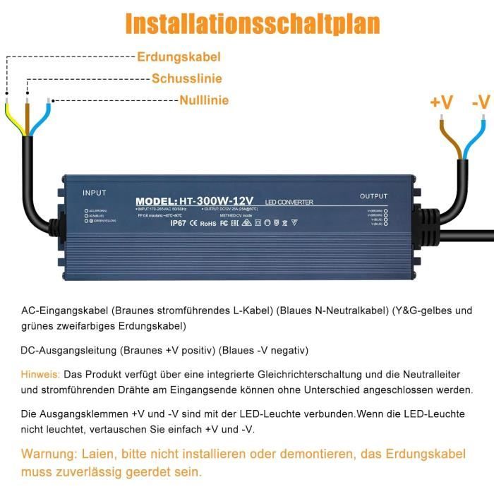 12V 300W, Transformateur 220V 12V 25A 300W, Alimentation 12V, Led ...