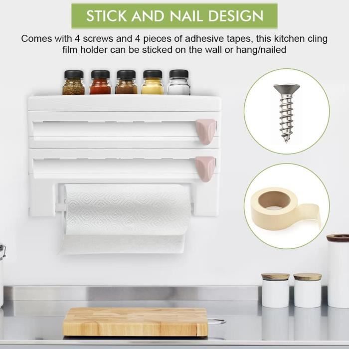 Support Mural Pour 3 Rouleaux D'Essuie-Tout - Coupe-Film Pour Bords De ...