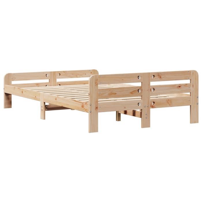 Structure de lit en bois de pin - UU - 120x190 cm - Bois de pin massif ...