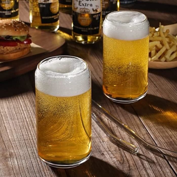 Lot De 2 Tasses En Verre En Forme De Canette De 480 Ml Avec Couvercles ...