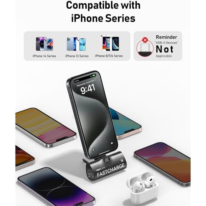 Batterie Externe Iphone 5000 Mah, Mini Power Bank Pd 20W Charge Rapide ...