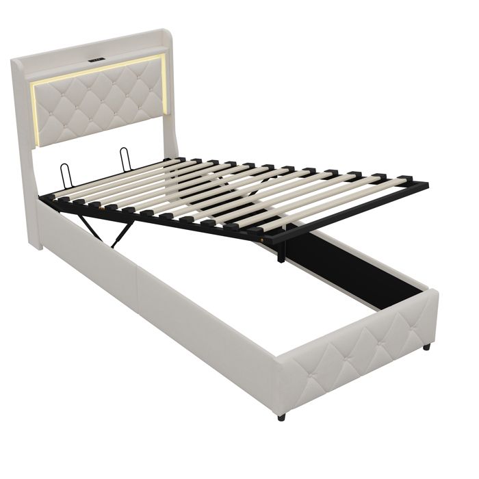 Lit simple 90x200 cm -Anajqaqia -Lit d'enfant-Tête de lit avec bande ...