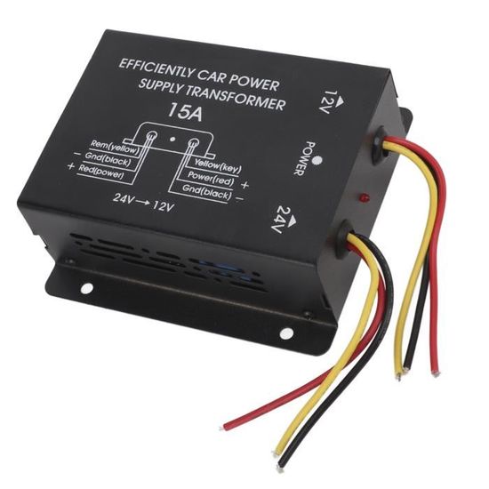 Zerone Convertisseur de puissance 24V à 12V Buck Regulator 15A Convertisseur d'alimentation de ...