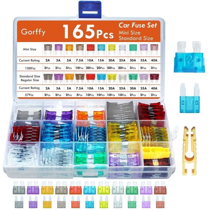 165 Pcs Fusible Voiture, 108 Mini Fusibles Pour Auto + 57 Moyenne Fusibles Automobile Moto-Porte ...