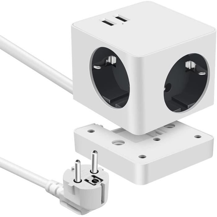 Bloc multiprise USB Cube Multiprise Powercube 3 prises avec 2 ports de ...