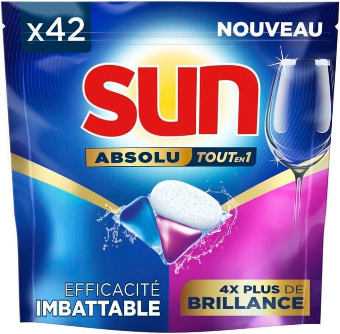 Pastilles Lave-Vaisselle Absolu Tout-en-1 Brillance, ultra-dégraissant, anti-calcaire, 42 ...