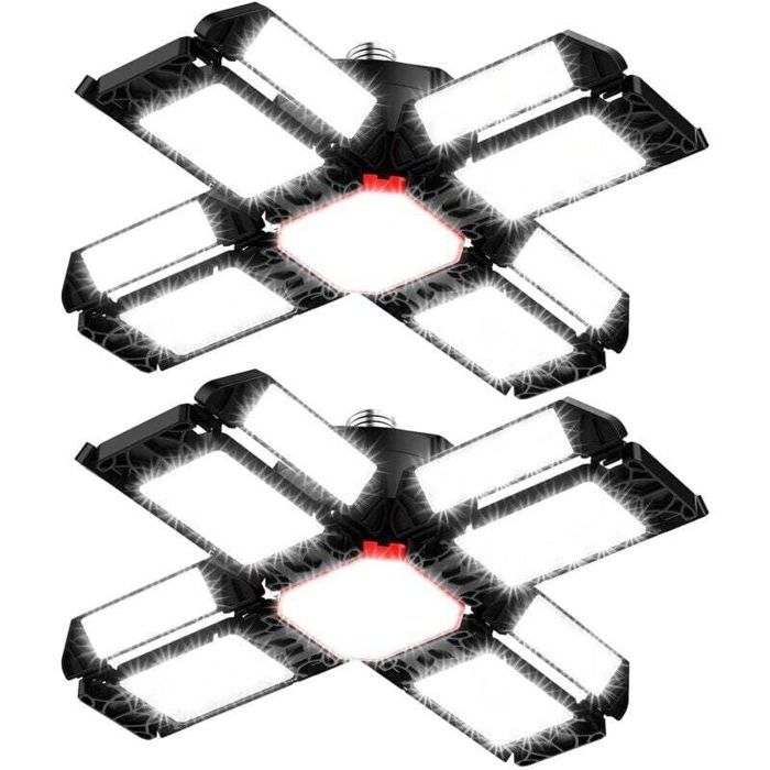 LED Lampe d'atelier Eclairage de garage 2 PCS,Plafonnier déformable ...