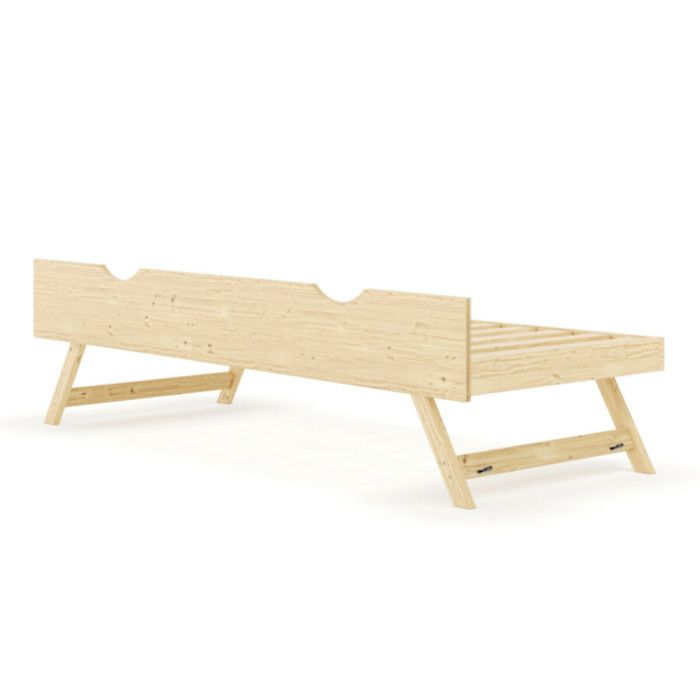 Sommier gigogne avec façade Alec Bois naturel 90x190 cm - Cdiscount Maison