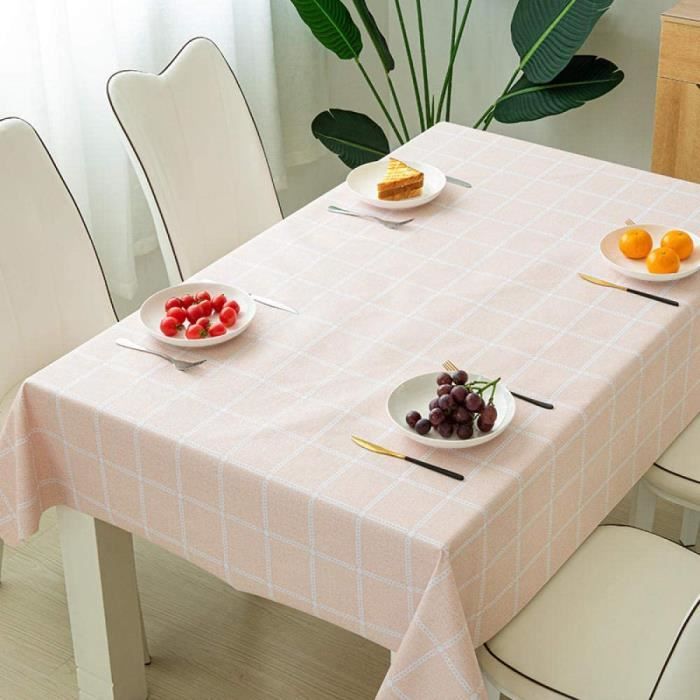 Nappe Table Basse Rectangulaire Imperméable Pvc - Motif Clair Rose B ...