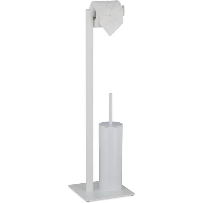 Serviteur Wc Non Fixe, Avec Porte-Rouleau, Brosse Et Son Support, Acier ... Serviteur Wc Non Fixe, Avec Porte-Rouleau, Brosse Et Son Support, Acier ...