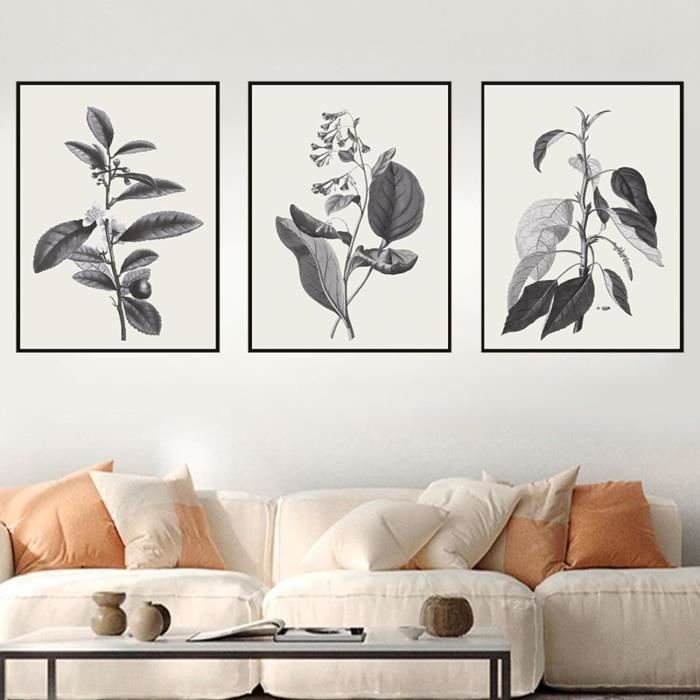 Lot de 3 Posters sur Toile,triptyque Moderne,Plantes Vertes aquarelles ...