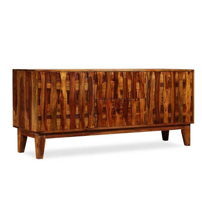 Buffet bas en bois massif de Sesham - BINGO - Marron - 160x45x70cm - 2 ...