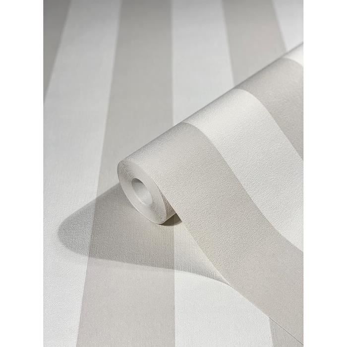 Papier Peint Intissé Gris Rayures Blanches Modernes Papier Peint À ...