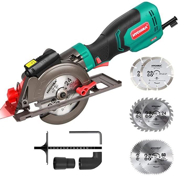 Scie Circulaire, HYCHIKA 750W 3500RPM Petite Scie Circulaire，Guide ...