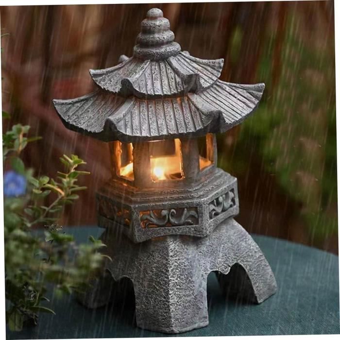 Lanterne Solaire De Pagode, Pagode De Jardin Zen Japonaise De 10,2 Pouces Avec Lumière Solaire ...