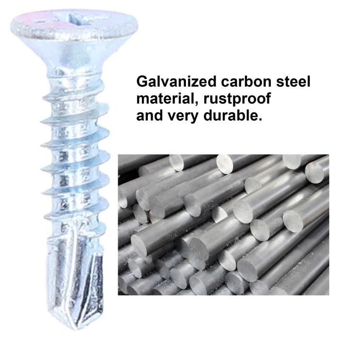 CET-Vis autoperceuse Lot de 50 vis auto-perceuses en acier au carbone 4,2 x 19 mm pour ...