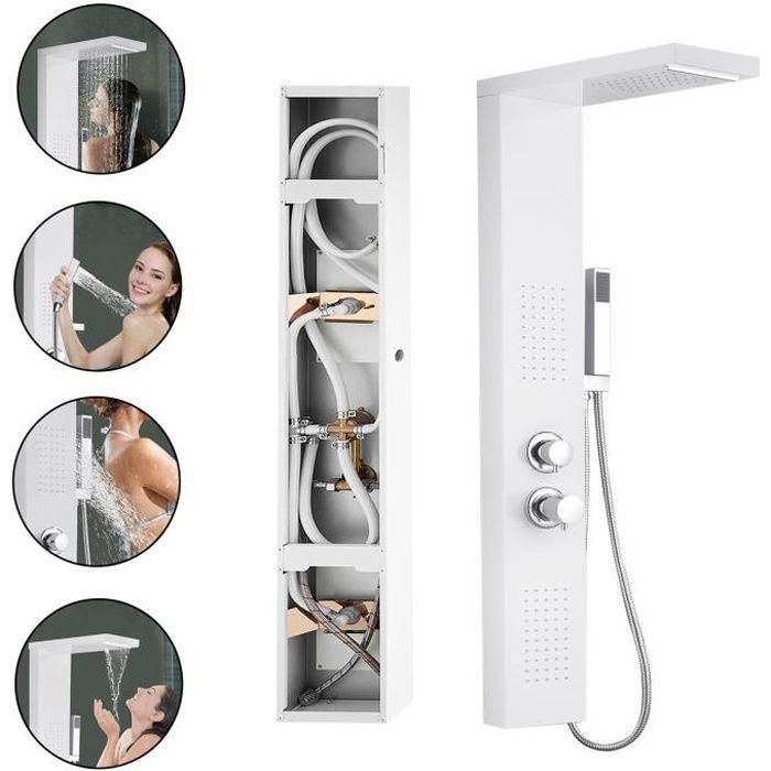 YRHOME Robinet de douche blanc mat Set de douche Douche douche Set de ...