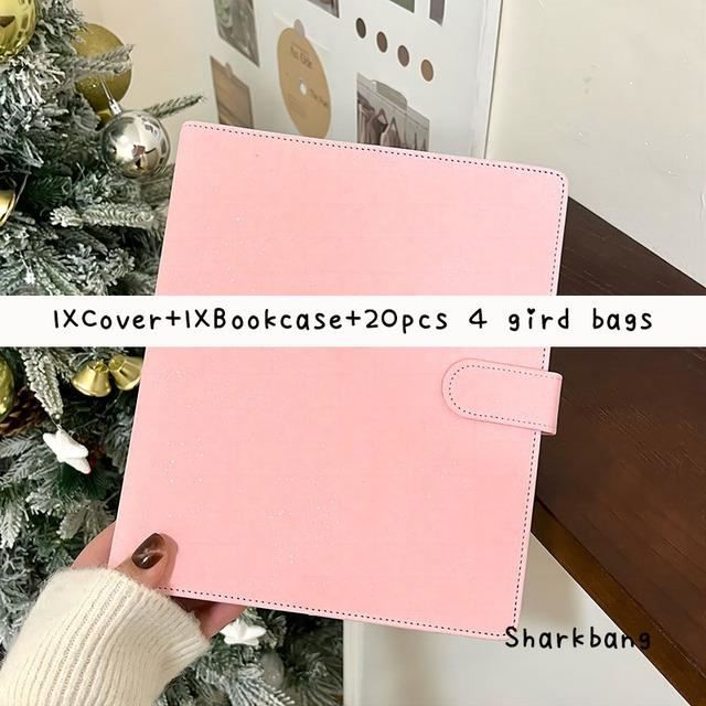 CARNET DE NOTES,Pink set--livre de collection en PU avec anneaux de ...