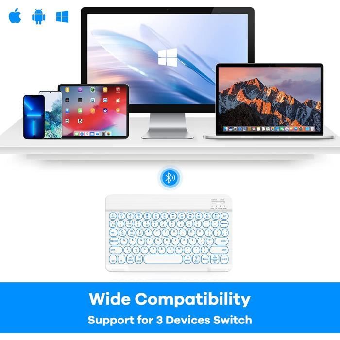 Clavier Bluetooth Sans Fil, Qwerty Uk, Clavier Rétroéclairé Pour Ipad ...
