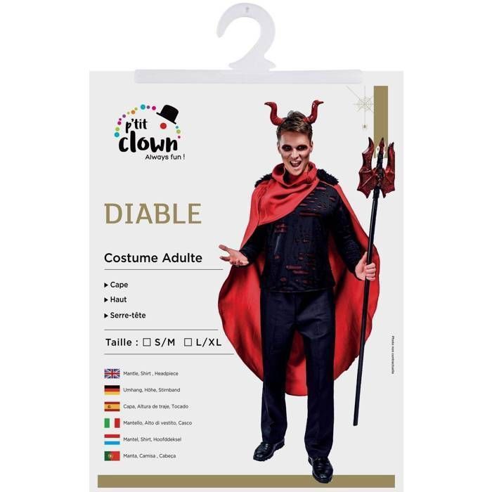 Déguisement diable adulte - PTIT CLOWN - Diable Terrifiant Homme - Cape ...