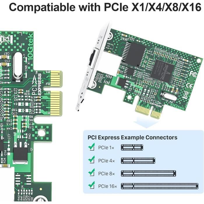 ® Carte Réseau Desktop Gigabit Pcie - Broadcom Bcm5751 Chip, Single Rj45 Port, 1Gbit Pci Express ...