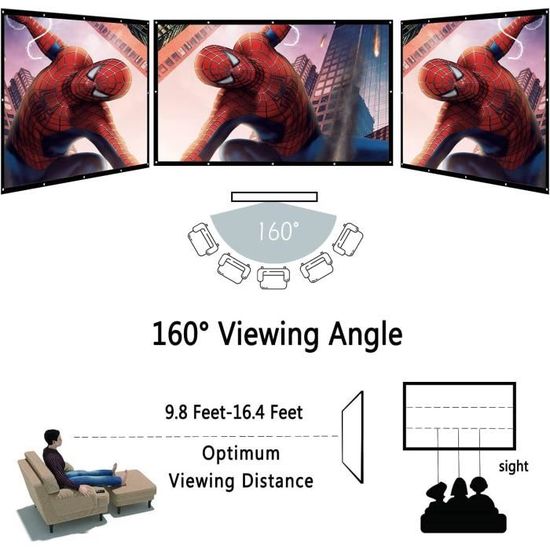 Écran De Projection Portable 100120150 Pouces Hd 16:9 Écran De ...