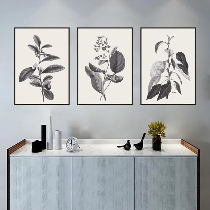 Lot de 3 Posters sur Toile,triptyque Moderne,Plantes Vertes aquarelles ...