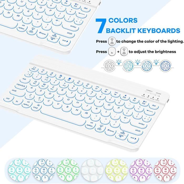Clavier Bluetooth Sans Fil, Qwerty Uk, Clavier Rétroéclairé Pour Ipad ...