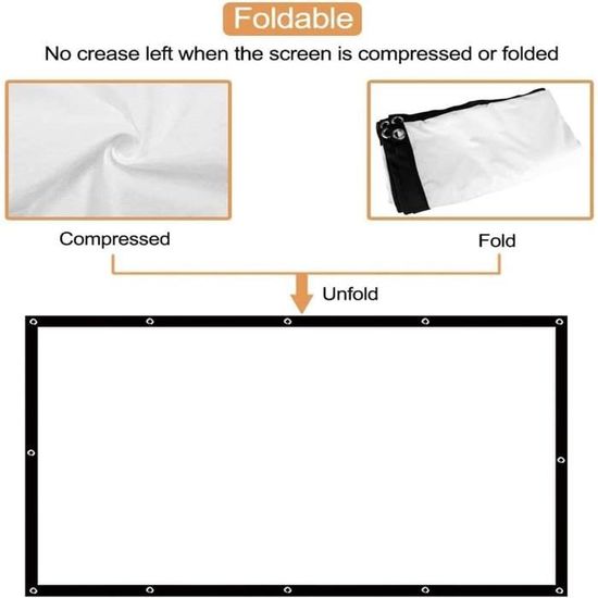 Écran De Projection Portable 100120150 Pouces Hd 16:9 Écran De ...