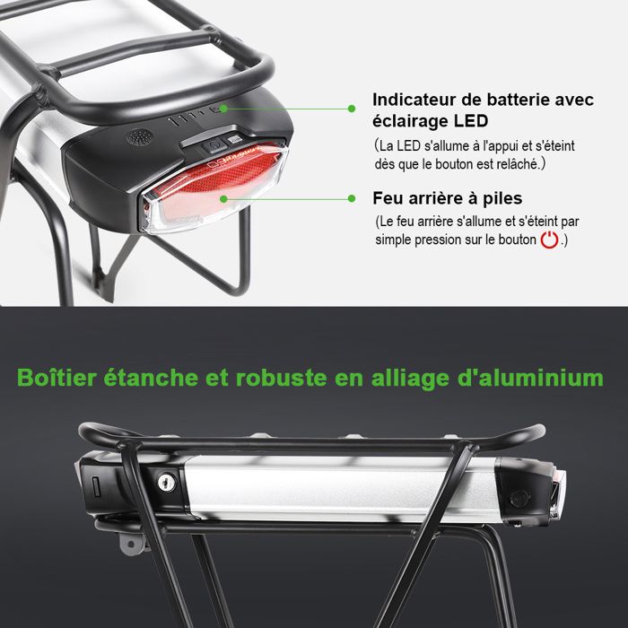 YOSE POWER Porte-bagages Batterie vélo électrique 36V 13Ah (481Wh ...