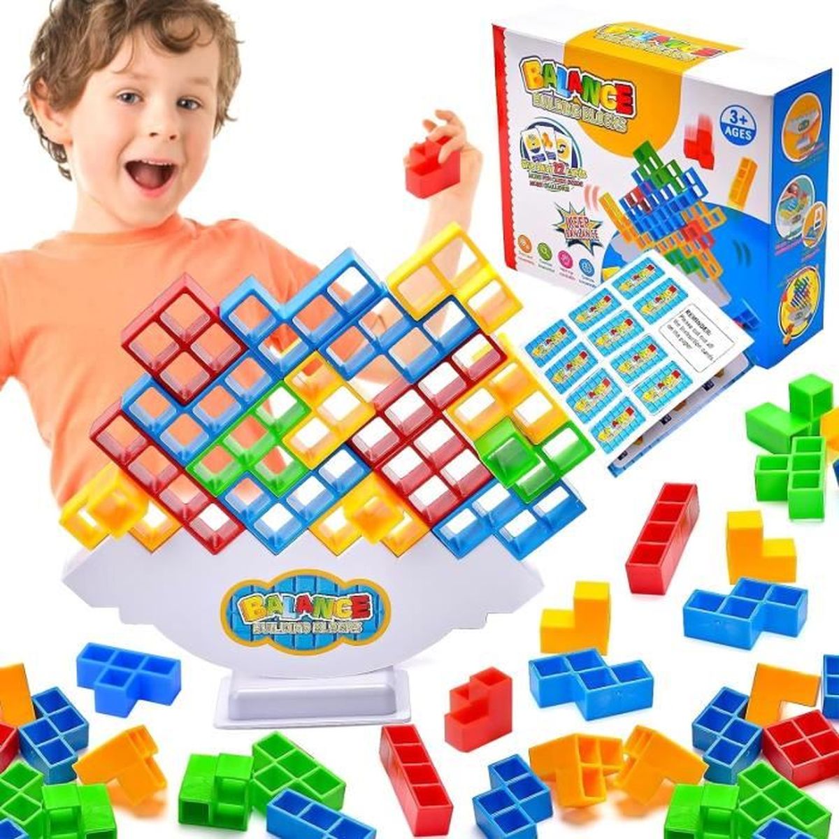 Tetris Balance Game, 64 Pieces Tetra Tower, Jouet d'Équilibrage pour ...