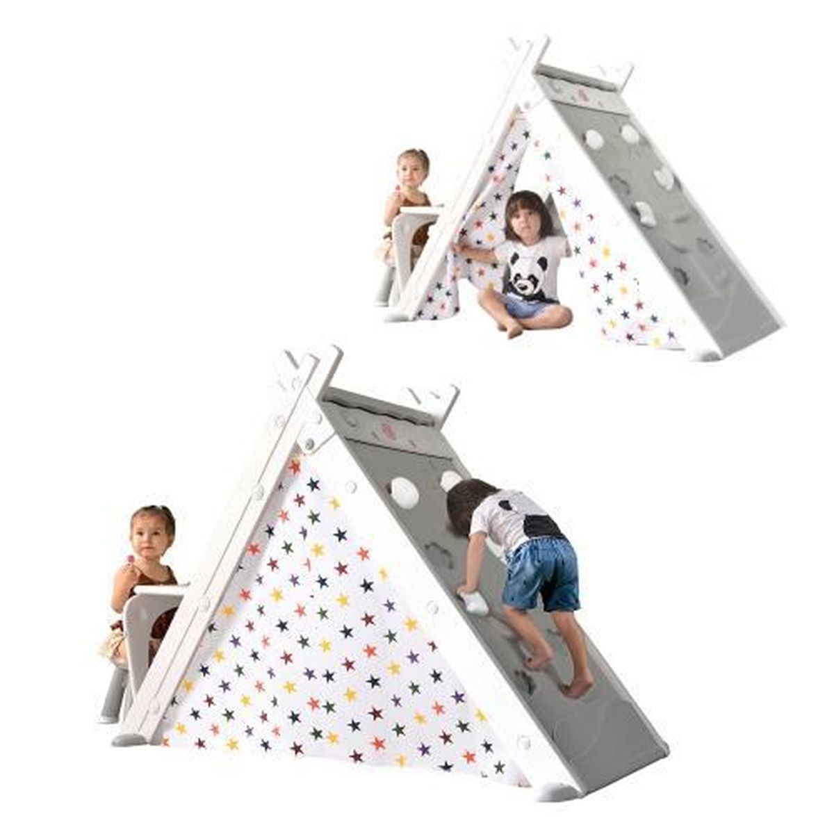 Tente tipi enfant pliabl, Mur d'escalade, Multifonctionnelle 4 en 1 ...