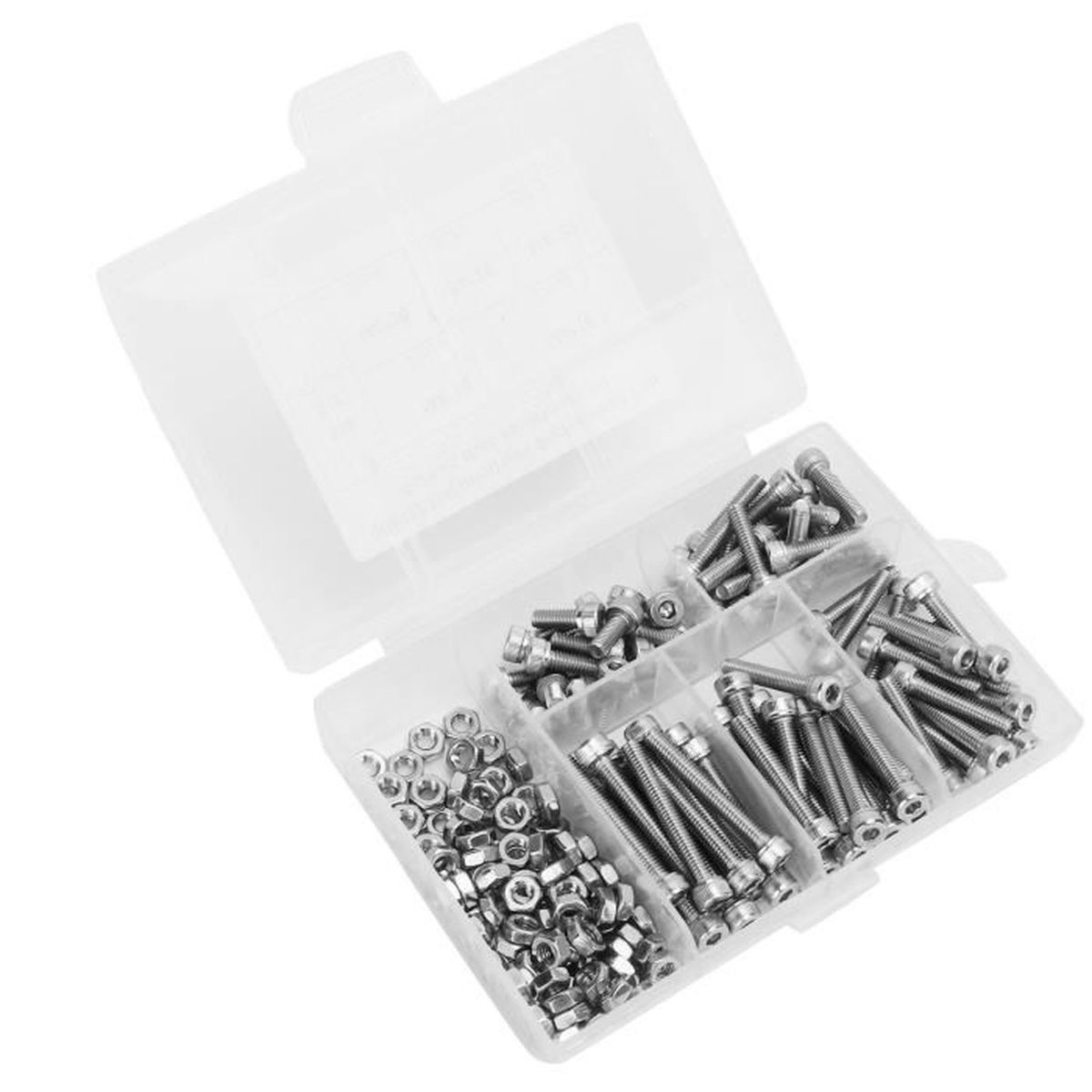 Tbest kit d'assortiment d'écrous de vis M4 Lot de 200 vis à tête cylindrique à six pans creux ...