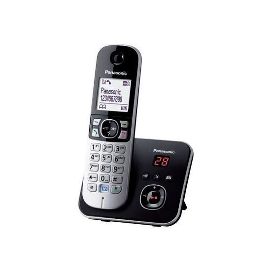 Téléphone sans fil avec répondeur Panasonic KX-TG6821 - Noir - ID d'appelant - 40 sonneries ...