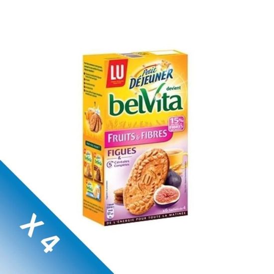 [LOT DE 4] Belvita biscuits petit déjeuner fruits & fibres aux figues ...