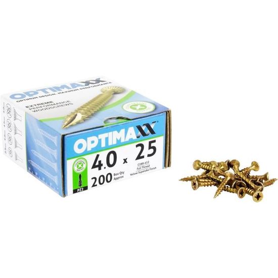 Optimaxx Vis À Bois - 4,0 X 25 Mm - Boîte De 200 - Tête Fraisée ...