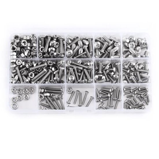 VBESTLIFE assortiment de boulons et d'écrous 440pcs M3 M4 M5 Acier Inoxydable SS304 Hex Socket ...