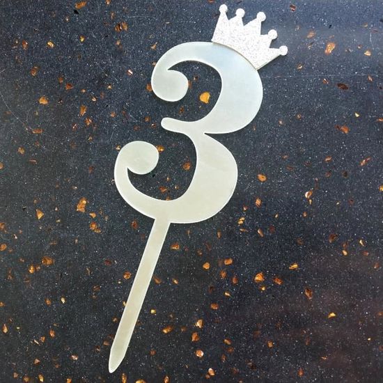 FIGURINE DECOR DE GATEAU,Silver 3--Décoration de gâteau numérique avec ...