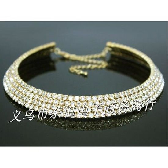 Collier limité Maxi, bijoux de mariée, rangée 1 2 3 4 5, strass ...