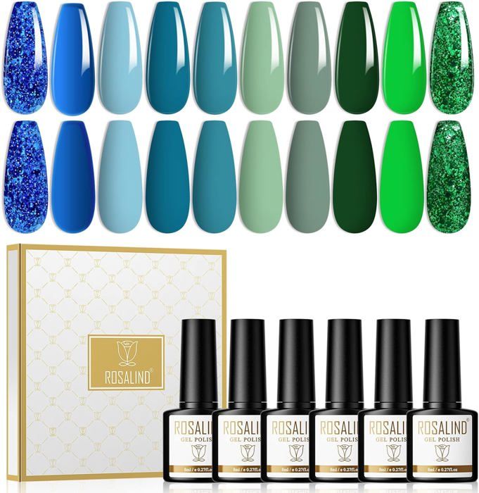 Vernis Semi Permanent 10 Couleurs Vernis Gel Uv Bleu Vert Indigo ...
