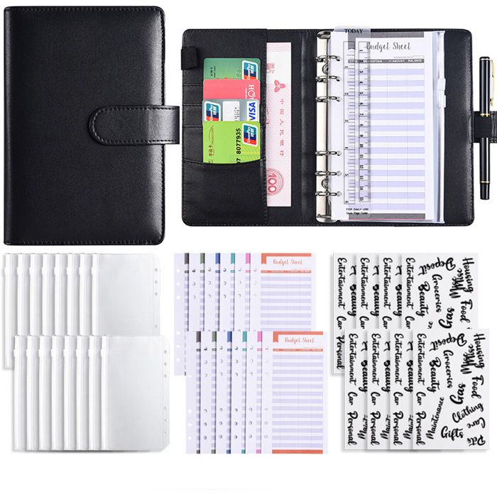 Carnet de budget A6 dossier 12 trous avec 8 pochettes en plastique et ...