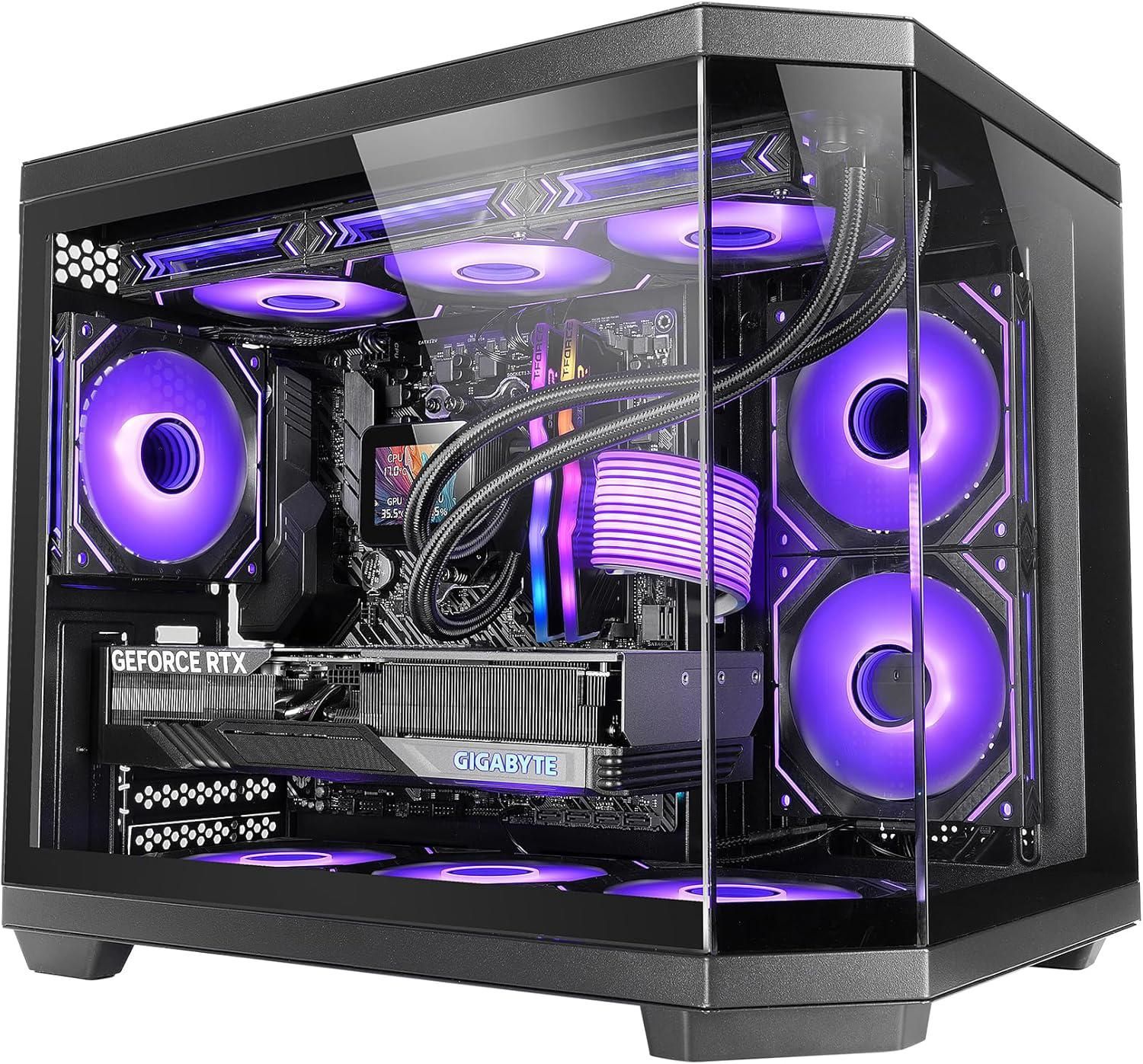 Boîtier Gaming Custom Micro-Atx,Triple Fenêtre En Verre Trempé,Double ...