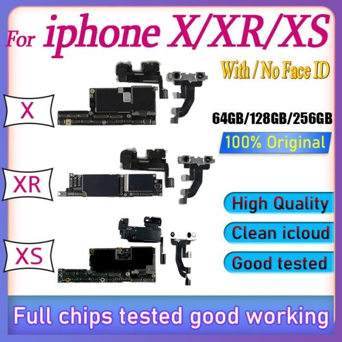 XR 64G avec identification faciale-Carte mère originale débloquée pour iPhone avec iCloud Clean ...
