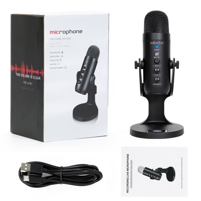 Le noir MU900 – Microphone à condensateur USB, pour enregistrement en ...