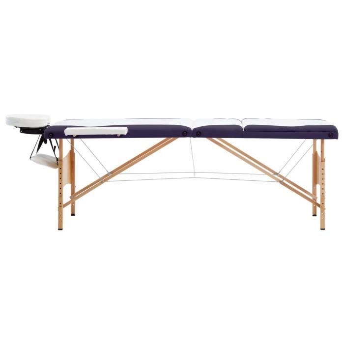 Table De Massage Pliable 3 Zones Bois Blanc Et Violet Ash7038728204014