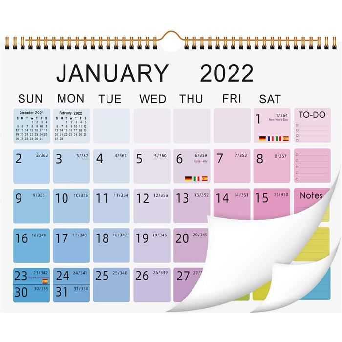 Calendrier 2022 mural mensuel familial organiseur 12 mois, janvier ... Calendrier 2022 mural mensuel familial organiseur 12 mois, janvier ...