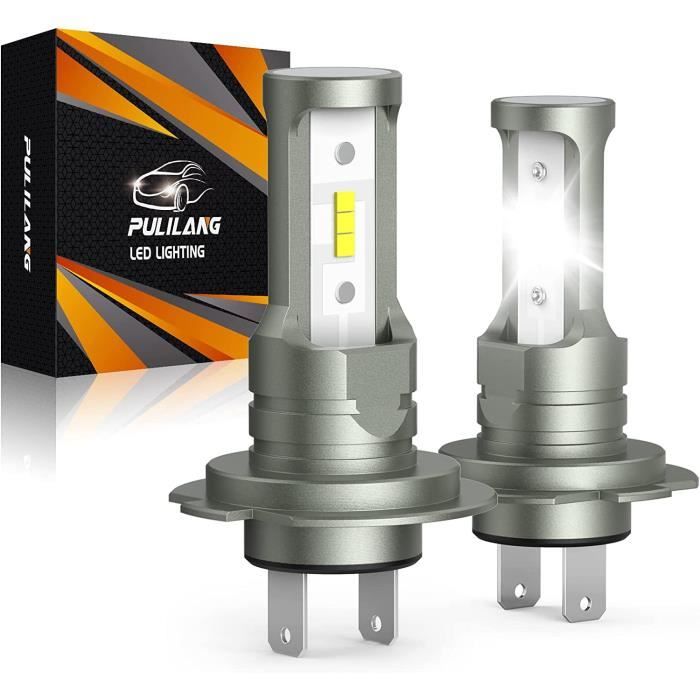 Pulilang Ampoules H7 Led 55w 12000lm 6500k Blanc 300% Luminosité Voiture Anti Erreur Canbus 1:1 ...