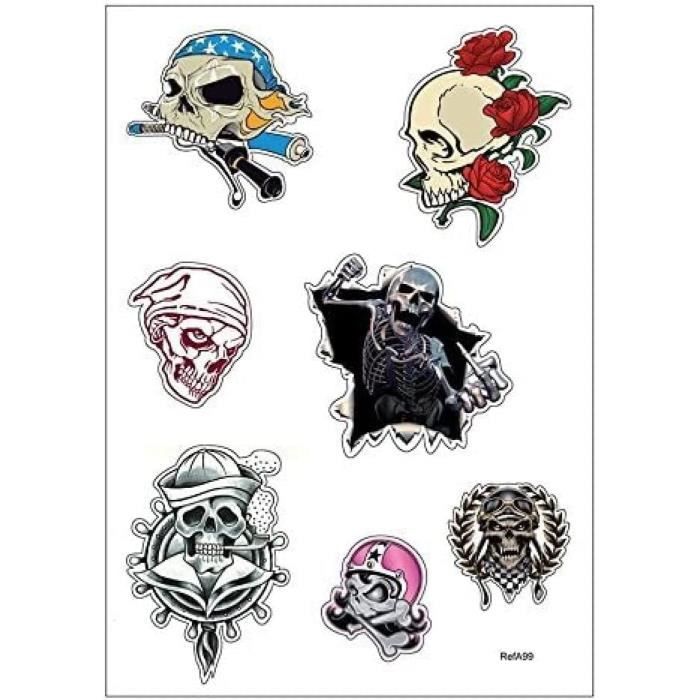 Planche A4 de Stickers Tête de Mort Autocollant Adhésif Scrapbooking ...