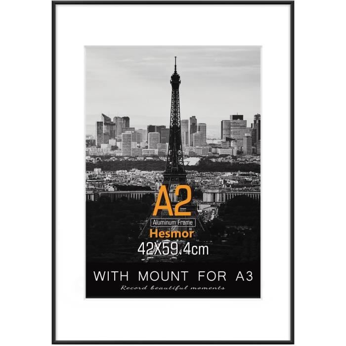 Cadre Photo A2 En Aluminium Et Acrylique Noir - 41,9 X 58,4 Cm - Cadre ...